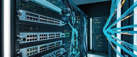 A Modern Telecom Server Room Featuring Organized Network Switches And