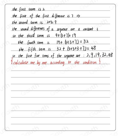 Solved 20 If The Second Differences Of A Sequence Are A Constant 3