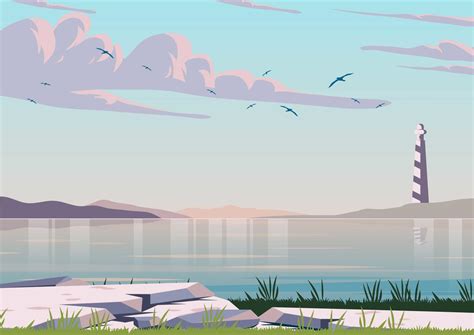 Ocean Landscape Background 278222 Vector Art At Vecteezy