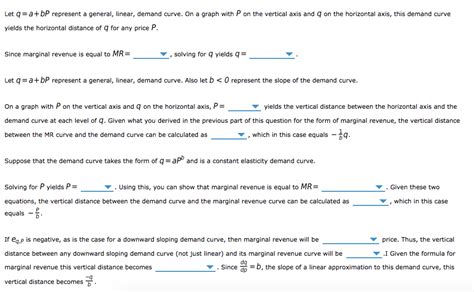 Solved Let Q A Bp Represent A General Linear Demand Curve Chegg