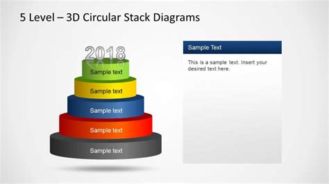 3d Circular Stack Diagram다이어그램 For 무료ppt템플릿 With 5 Levels