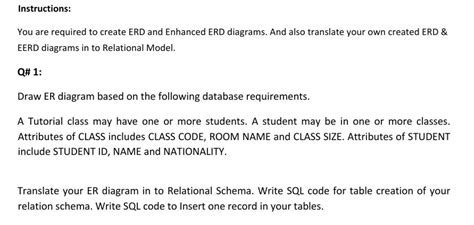 Solved Instructions You Are Required To Create Erd And