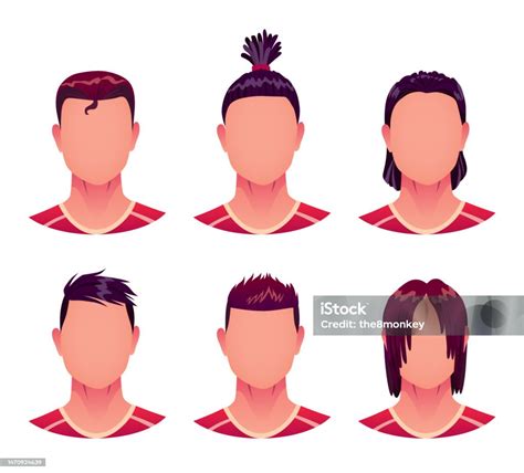 얼굴 구조 요소 다른 헤드 템플릿아바타 생성 머리의 벡터 만화 세트 흰색 배경에서 격리된 얼굴 생성기용 헤드 부품 팩 가공의 인물에 대한 스톡 벡터 아트 및 기타 이미지