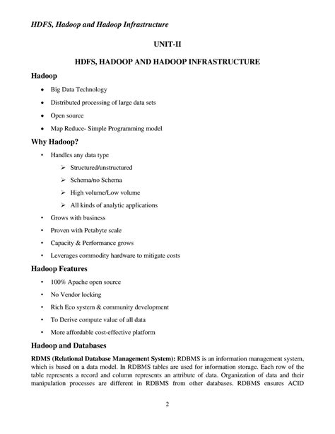 Big Data Analytics Importance Of Big Data Unit Ii Hdfs Hadoop And