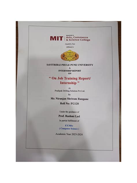 niranjan rangane on linkedin on job training report certificate of