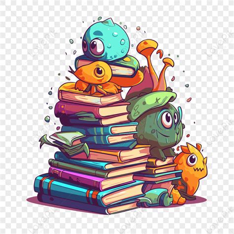 쌓인 책 벡터상표만화클립 아트 Png 일러스트 무료 다운로드 Lovepik