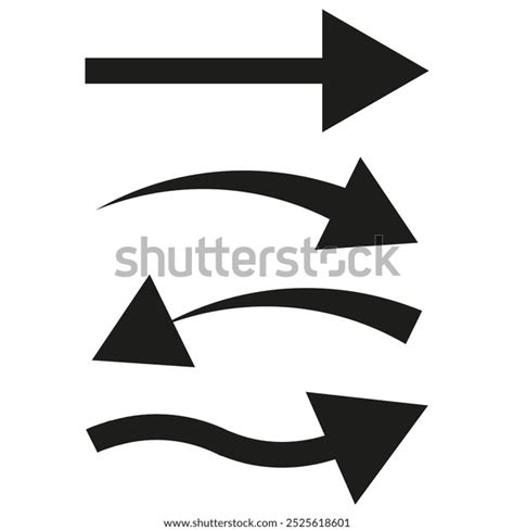 Curved Black Arrows Simple Arrows Motion Stock Vector Royalty Free