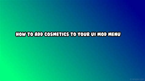 How To Add Cosmetics To Your Ui Mod Menu YouTube