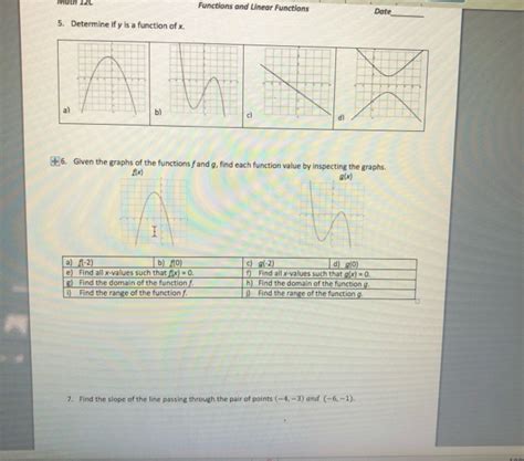 Solved Functions And Linear Functions Date Determine If Y Chegg