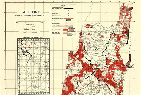 Map Of Palestine 1948 Sami Hadawis 1949 Original By The Palestine