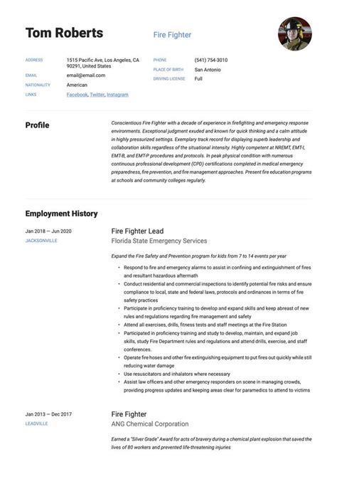 Firefighter Resume Template Resume Examples Manager Resume