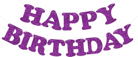 Glitter Birthday Banner Purple Happy Birthday Sign Pre