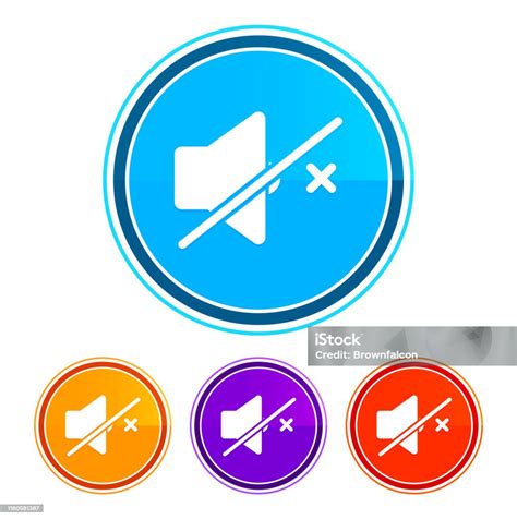 음소거 스피커 아이콘 플랫 디자인 둥근 버튼 세트 일러스트 디자인 0명에 대한 스톡 벡터 아트 및 기타 이미지 0명 Prohibition 개념 Istock