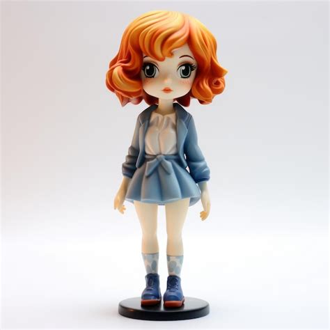 Stylistic Manga Doll With Orange Hair And Skirt Premium Ai Generated Image