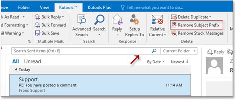 how to remove or delete subject prefixes in outlook