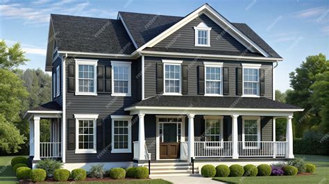 Black Traditional American Two Story House Premium Ai Generated Image