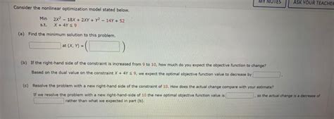 Solved Consider The Nonlinear Optimization Model Stated Chegg