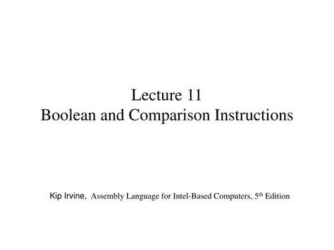 Ppt Lecture 11 Boolean And Comparison Instructions Powerpoint Presentation Id3217956