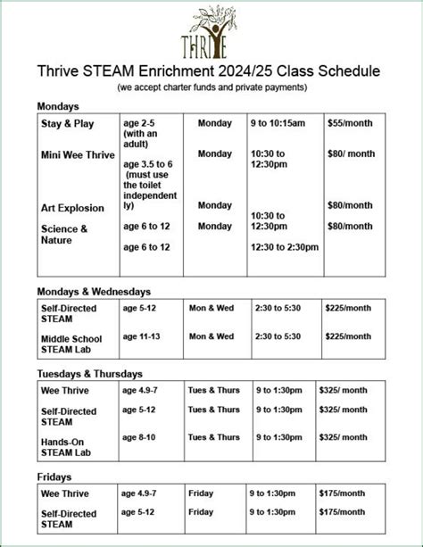 Class Schedule ‣ Thrive Class Schedule ‣ Thrive