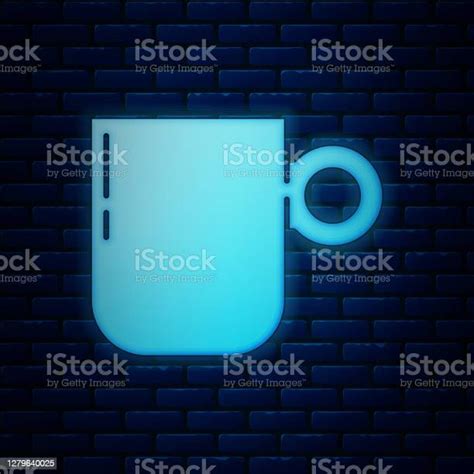 벽돌 벽 배경에 고립 된 빛나는 네온 커피 컵 아이콘 차 컵 뜨거운 음료 커피 벡터 경영자에 대한 스톡 벡터 아트 및 기타 이미지 경영자 다중 색상 단일 객체