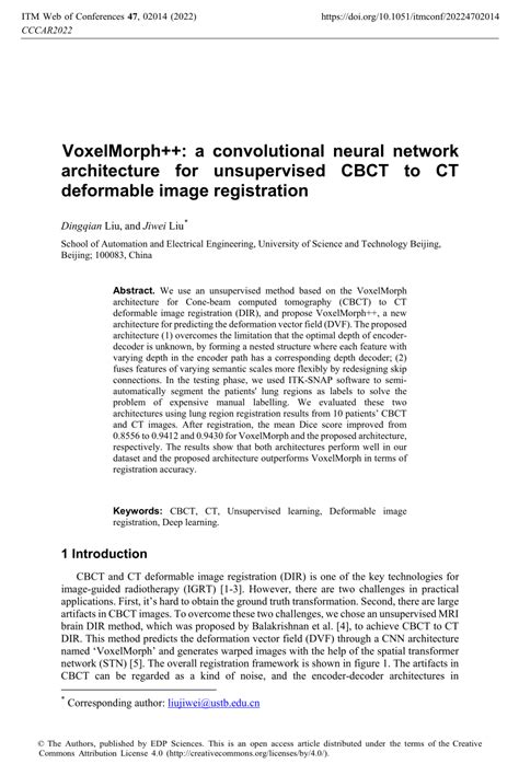 Pdf Voxelmorph A Convolutional Neural Network Architecture For Unsupervised Cbct To Ct