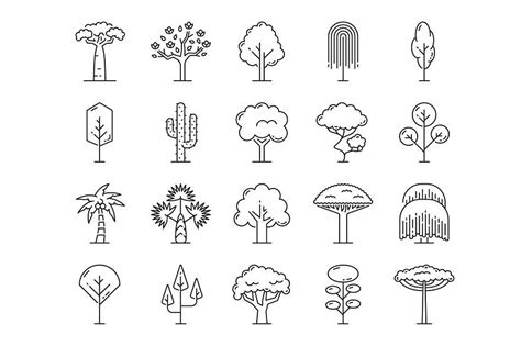 Tropical Trees Outline Icons Artofit