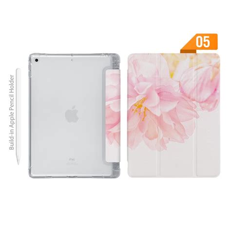 Ipad See Through Smart Case Leather Stand Cover With Pencil Holder For