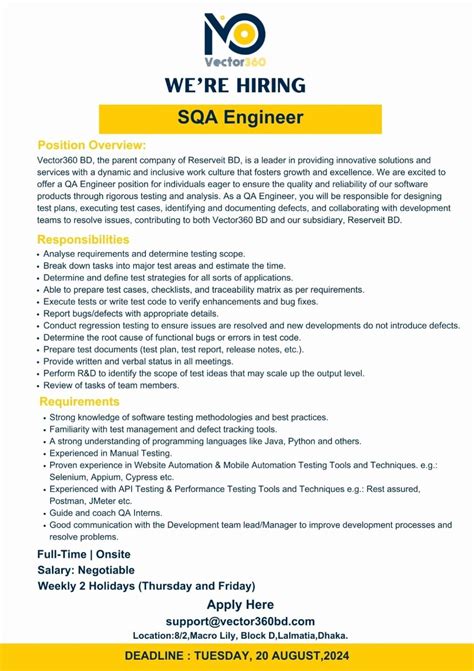 Vector360 On Linkedin Hiring Sqaengineer Vacancy Qa