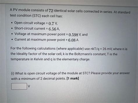 solved a pv module consists of 72 identical solar cells