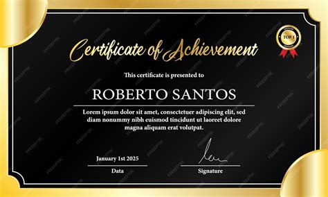 검은 배경에 고급 골든 프레임 인증서 템플릿 프리미엄 벡터