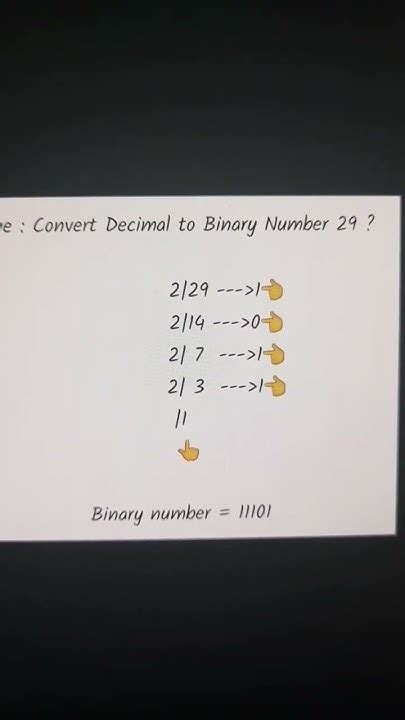 Convert Decimal To Binary Number 29technical Binarynumbers Binary Binary Binary Decimal