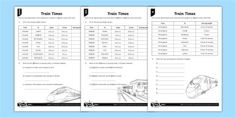 Planit Maths Y3 Measurement Train Times Home Learning Tasks