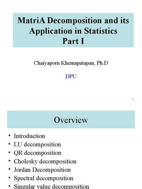 Matrix Decomposition And Its Application Part I Pdf Matrix
