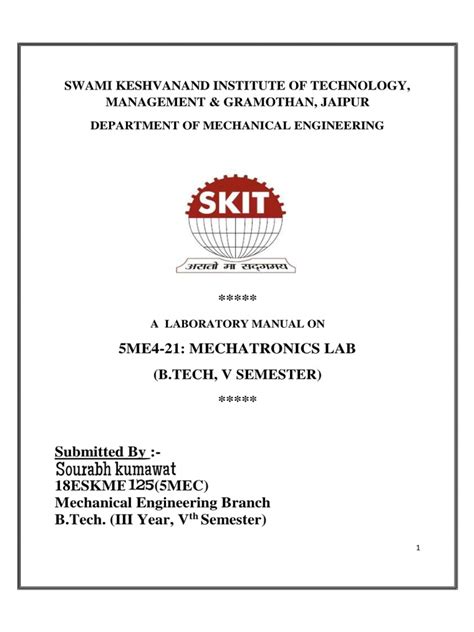 Mechatronics Lab All Experiment Sourabh 125 Pdf