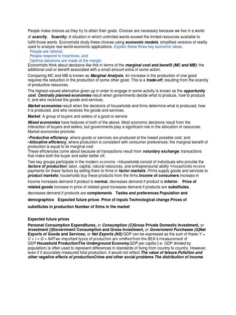 Econ Cheat Sheet Pdf Gross Domestic Product Economics