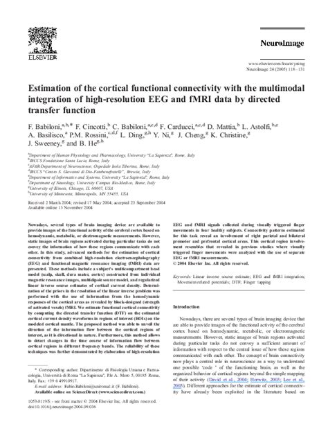 Pdf Estimation Of The Cortical Functional Connectivity With The