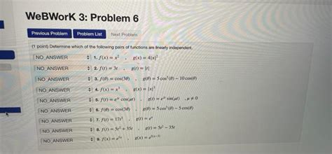 solved webwork 3 problem 6 previous problem probler list