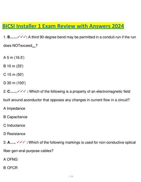 bicsi installer 1 exam review with answers 2024 exams nursing docsity