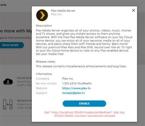 Unable To Enable Plex My Cloud Home Single Bay Wd Community