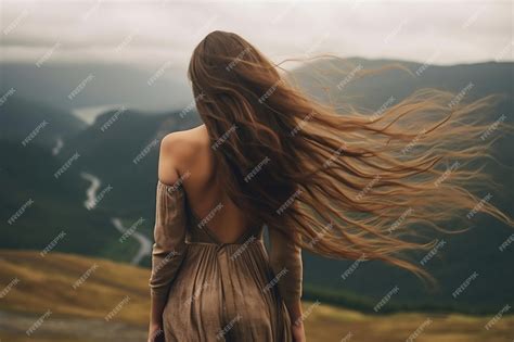 Premium Ai Image A Stunning Woman With Exceptionally Long Hair Generative Ai