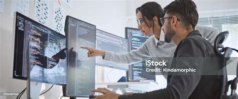 Hispanic Latin American Couple Software Engineer Developer Use Computer