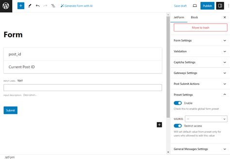 Preset Settings JetFormBuilder Crocoblock