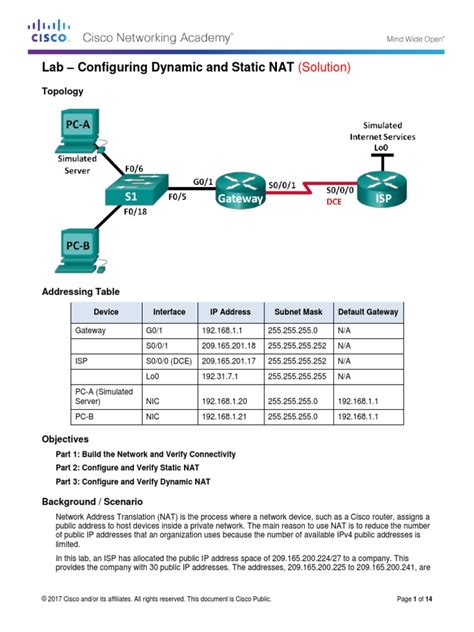 9226 Lab Configuring Dynamic And Static Nat Solution Pdf Ip