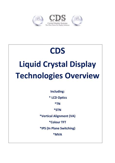 Cds Liquid Crystal Display Technologies Overview Whitepaper Pdf