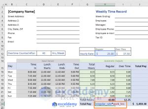 Excel Formula To Calculate Hours Worked And Overtime With Template