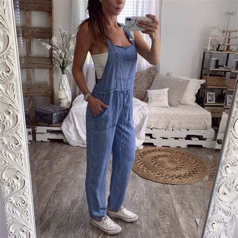 Hvyesh Womens Stretch Denim Bib Overalls Pocketed Slim Fit Jumpsuits
