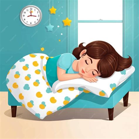 Vector Cute Girl Sleeping Cartoon Character Isolated World Sleep Day