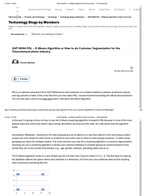 sap hana pal k means algorithm or how to do cust sap community n