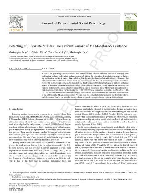 Pdf Detecting Multivariate Outliers Use A Robust Variant Of The