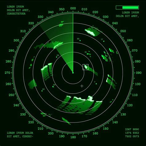 Ship Radar Screen Military Sonar Digital Display 46636924 Vector Art